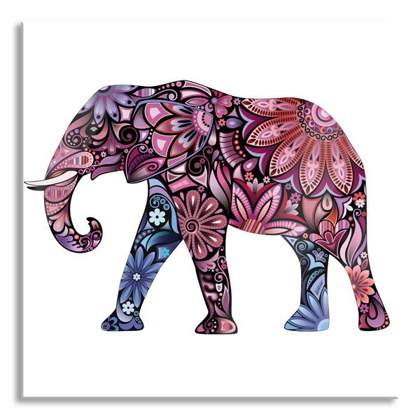 BohoLiving Glasbild Ornamentaler Elefant | Wayfair.de